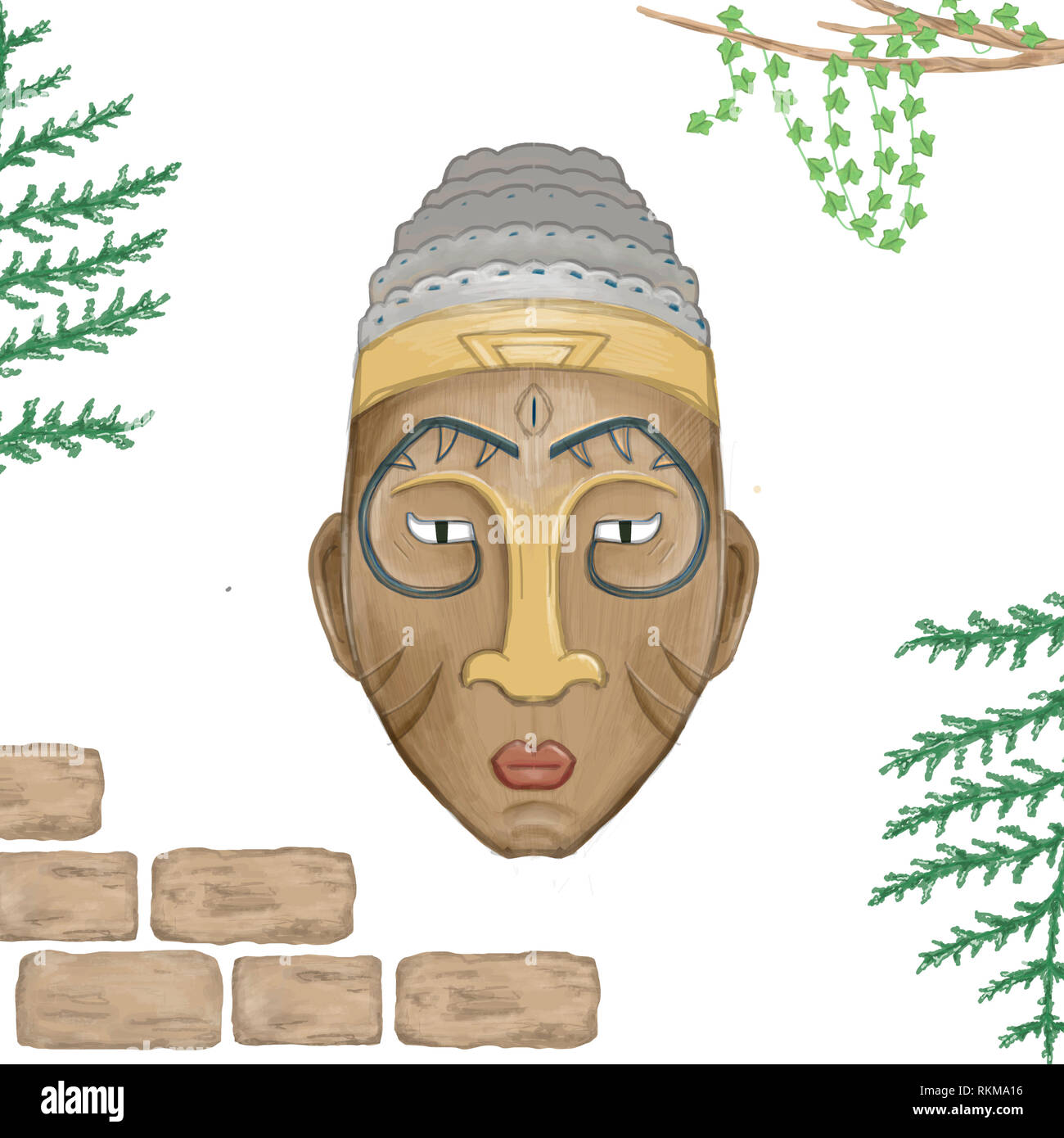 Mask aztec tribal mask, digital clip art Stock Photo - Alamy