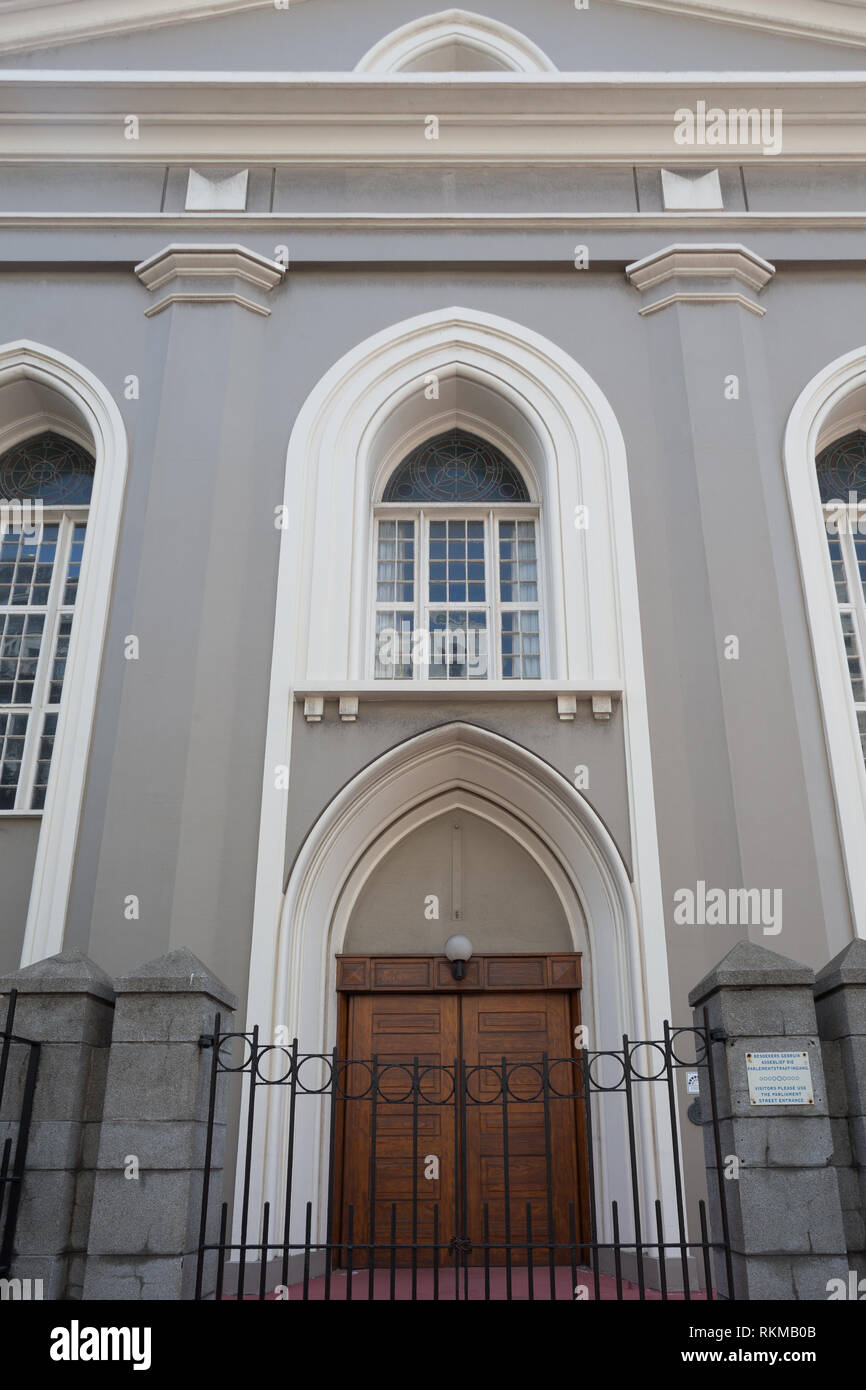 Groote Kerk main entrance on Adderley Street, Cape Town which is locked ...