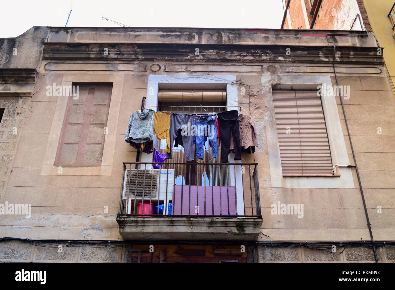 Hanging washing on balcony hi-res stock photography and images - Alamy