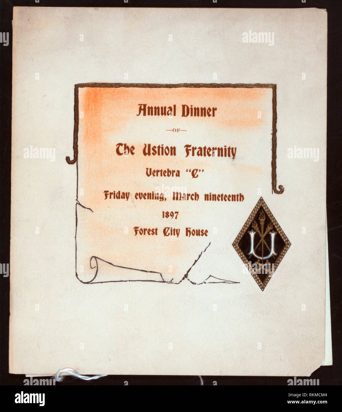 ANNUAL DINNER [held by] USTION FRATERNITY VERTEBRA C [at] FOREST CITY ...