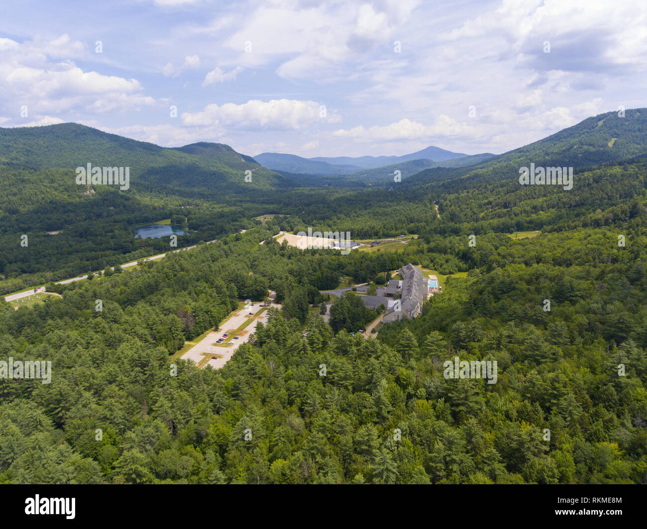 Attitash Mountain Resort aerial view in White Mountain National Forest ...