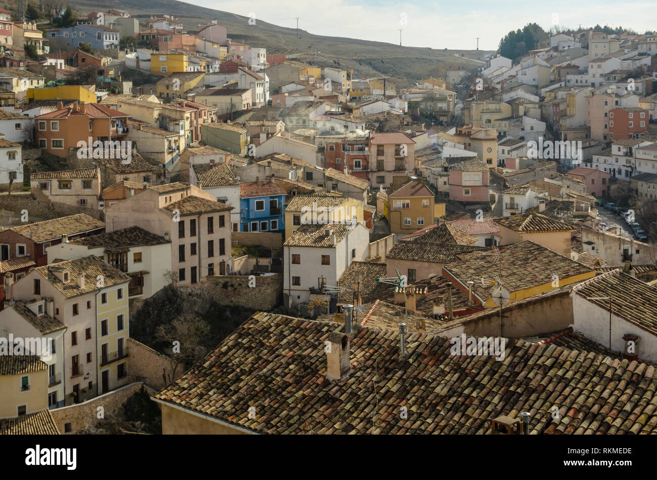 View of a landscape in Cuenca town from a hill Stock Photo - Alamy