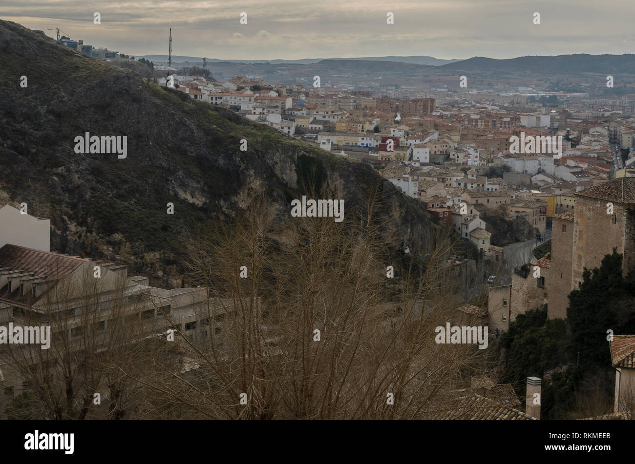 View of a landscape with perspective from a hill in Cuenca country ...