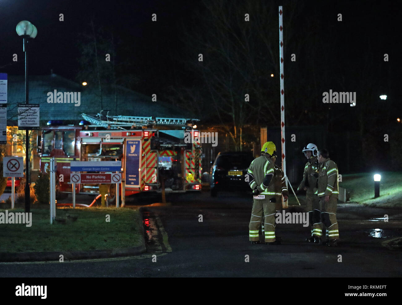 Firefighters at the scene of a severe fire at the George Bryan Centre ...