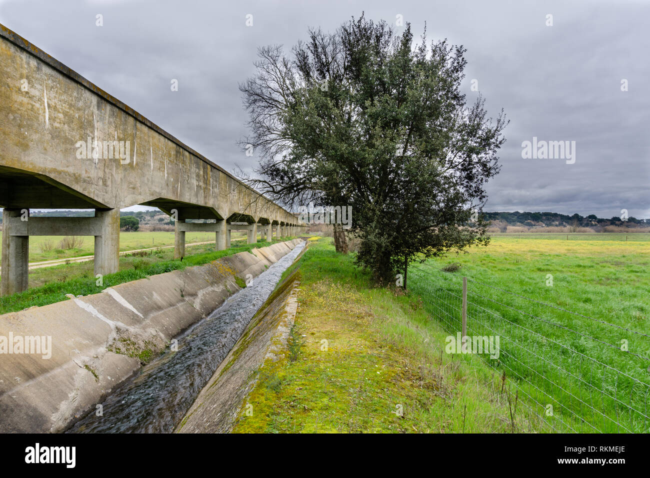 Irrigation canal or irrigation channel in concrete wall Send water from ...