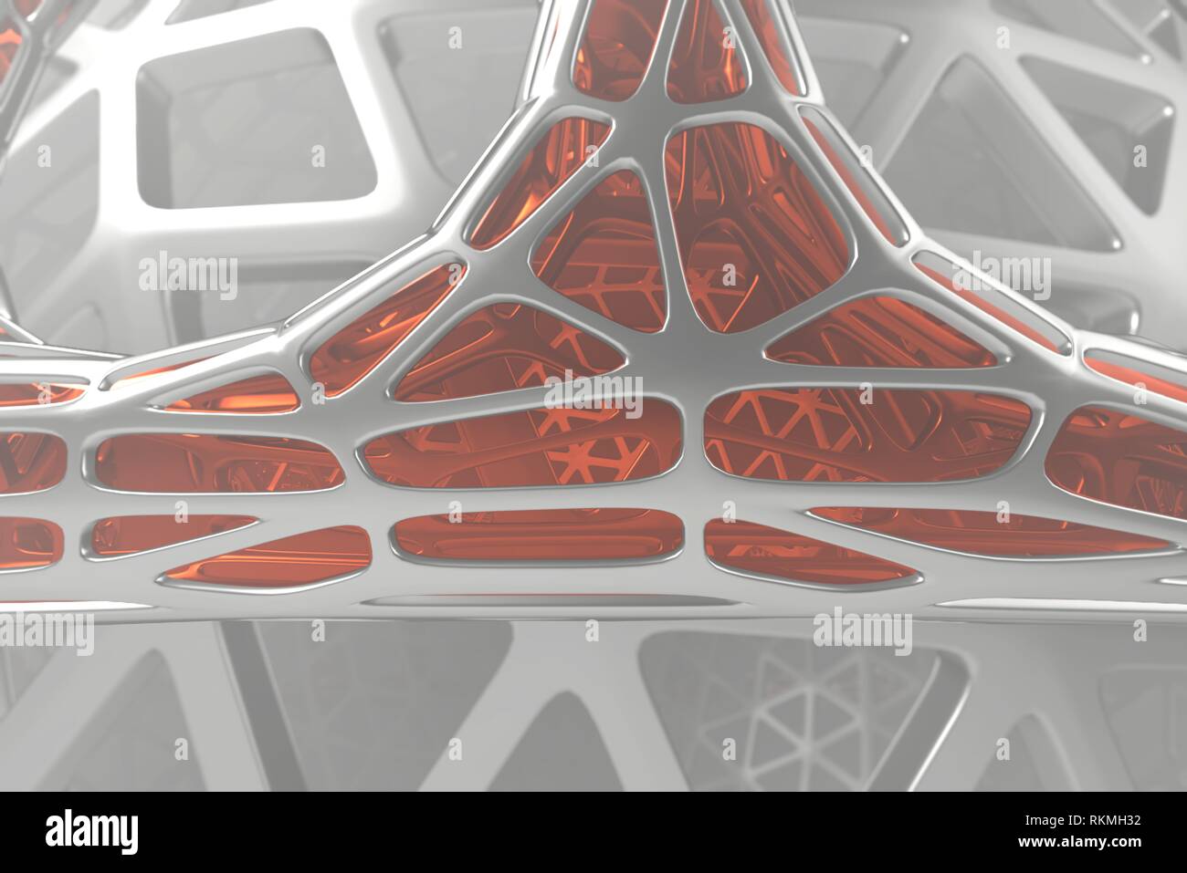 Abstract 3d rendering concept of high poly architecture with steel and ...