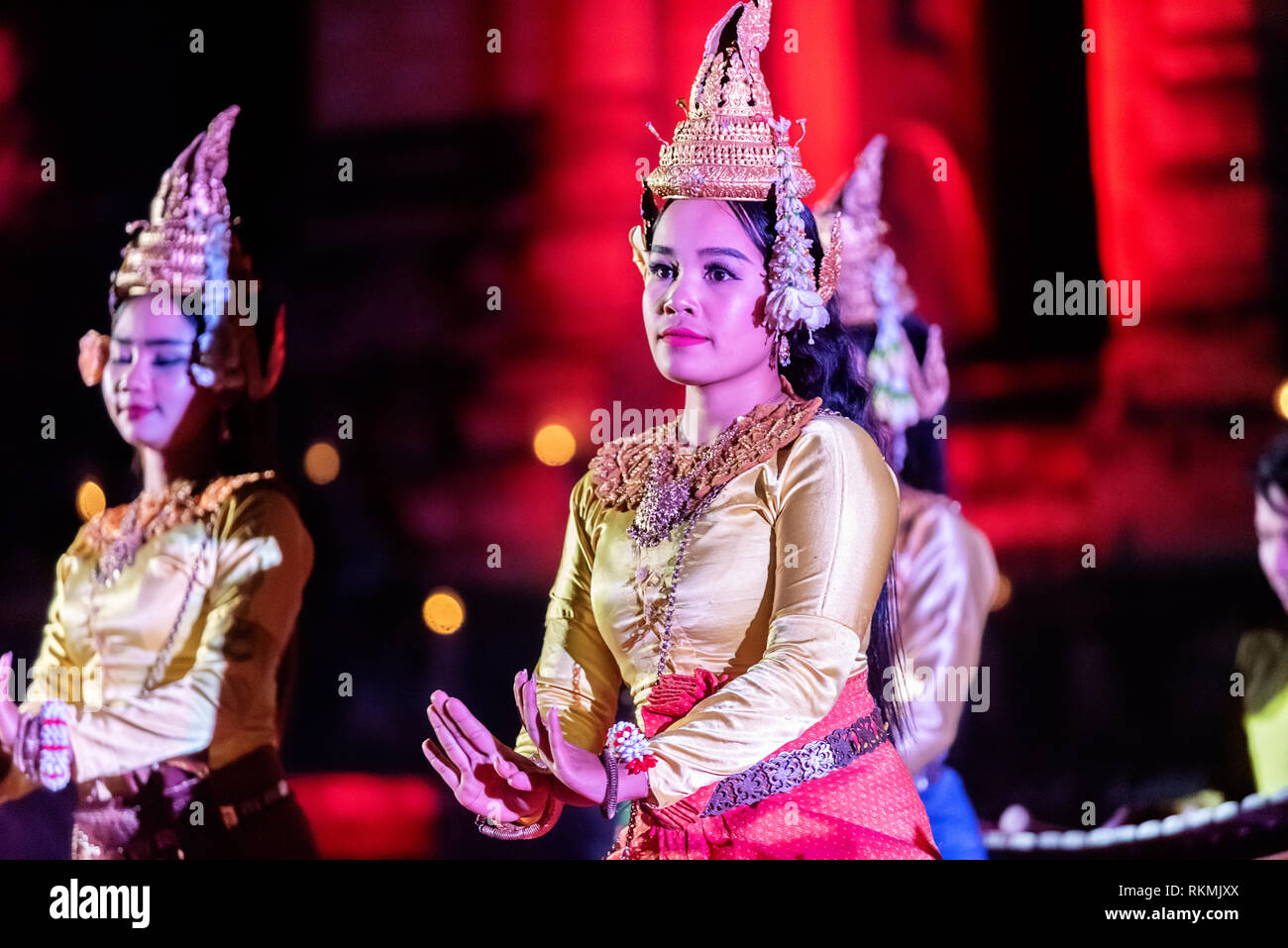 Performance of traditional Khmer dance performance in Cambodia Stock ...