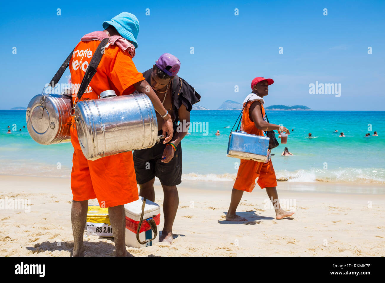 RIO DE JANEIRO - MARCH 15, 2015: A Brazilian beach vendor in ...