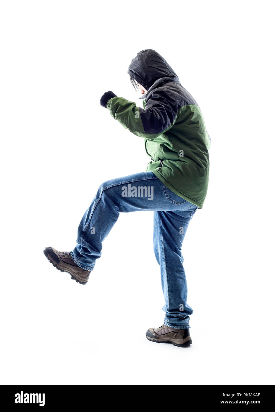 Mountain climber or hiker isolated on a white background for composites ...