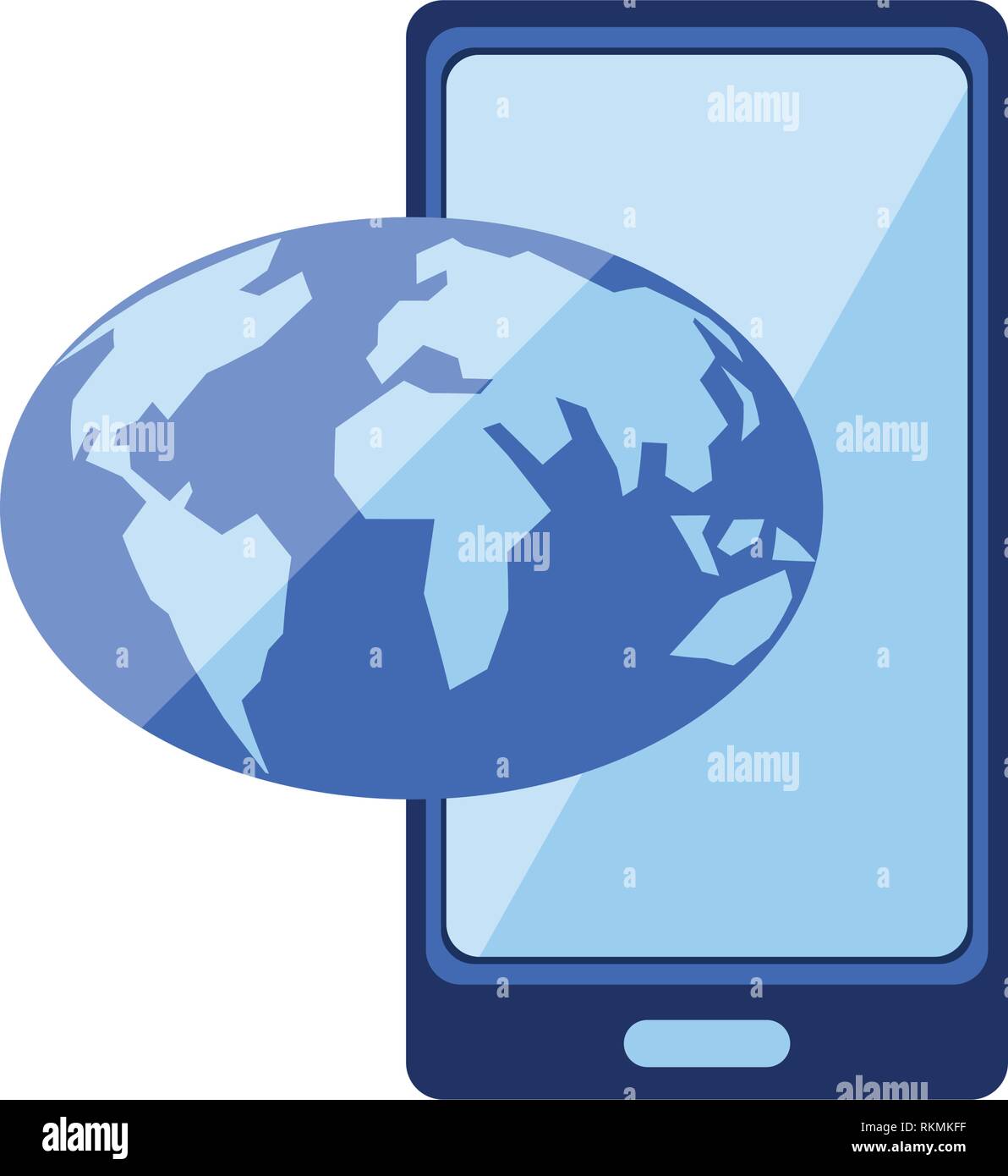 smartphone device with planet earth vector illustration design Stock ...