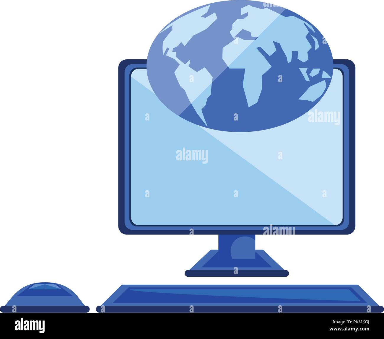 desktop computer with planet earth vector illustration design Stock ...