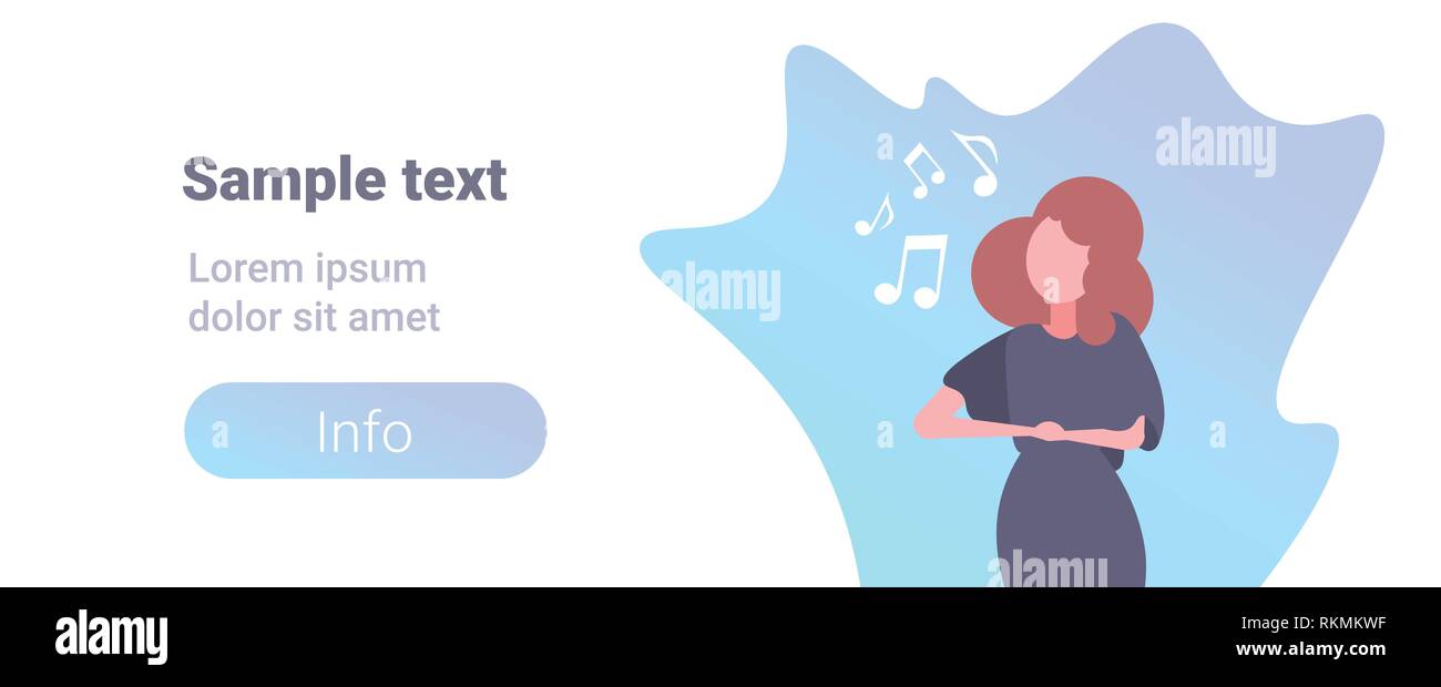 elegant woman opera singer in dress singing karaoke songs concert and ...