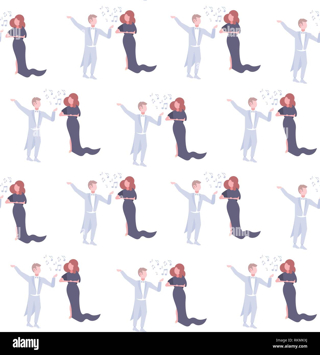 elegant couple opera singers man woman singing karaoke songs concert ...