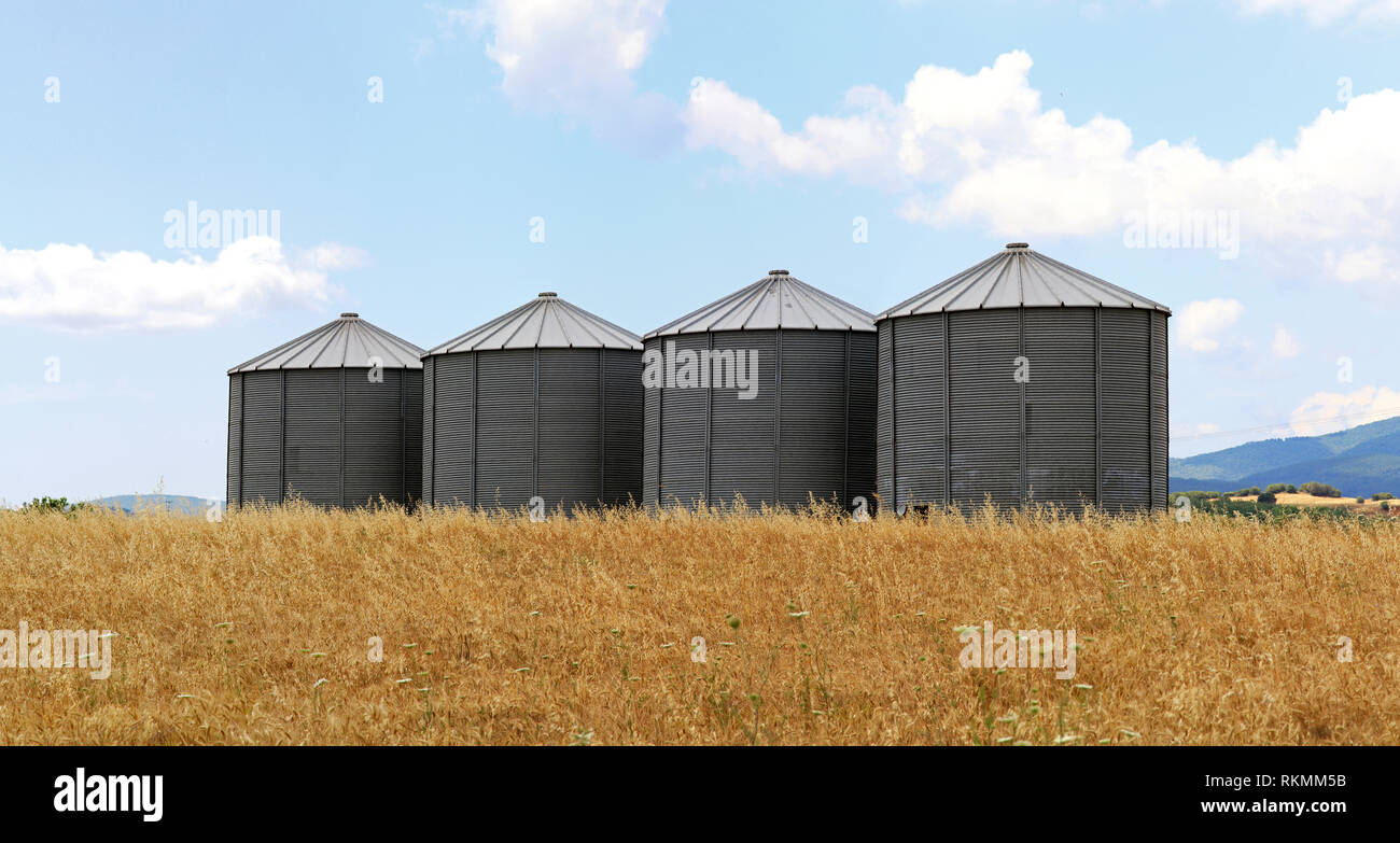 Wheat silo at farm in rural Greece Stock Photo - Alamy
