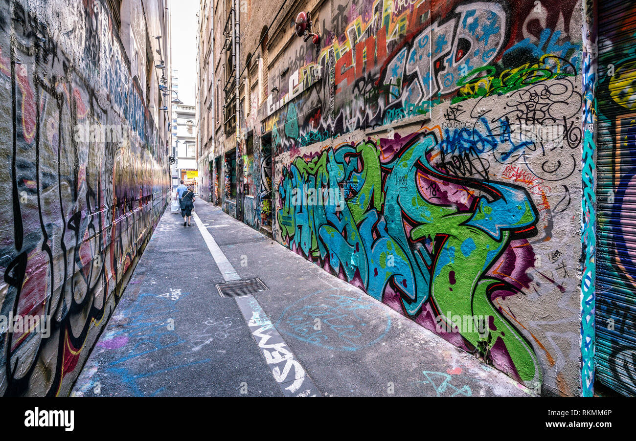 3rd January 2019, Melbourne Australia : Union lane a famous laneway ...