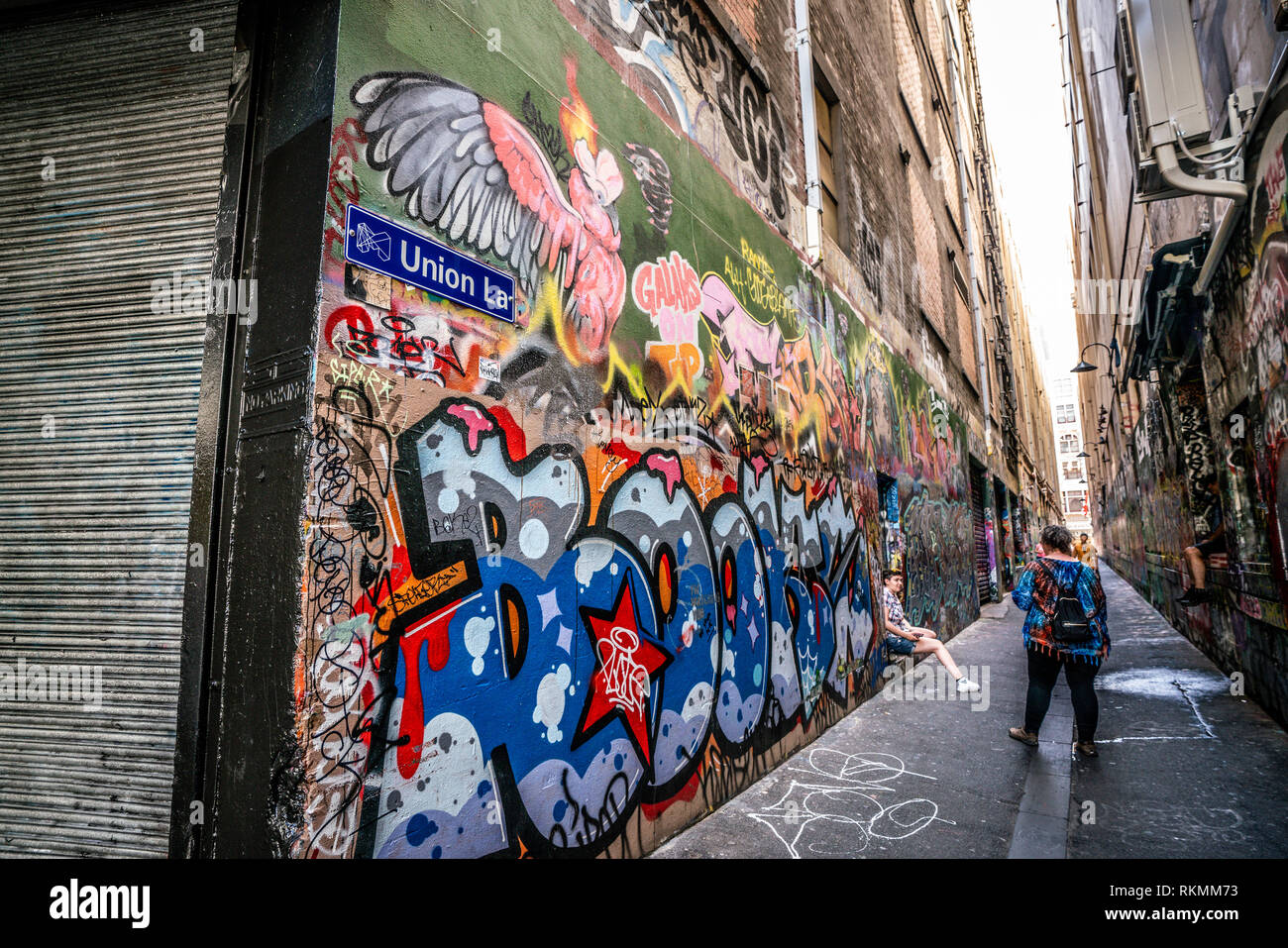 3rd January 2019, Melbourne Australia : Union lane nameplate and people ...