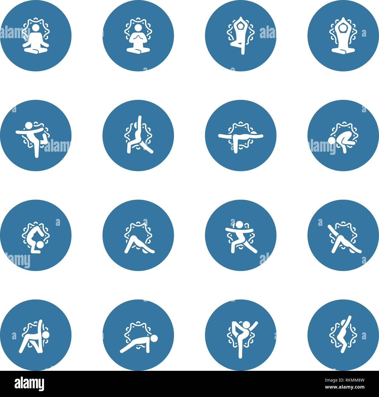 Yoga Fitness and Meditation Icon Set. Flat Design Isolated Illustration ...