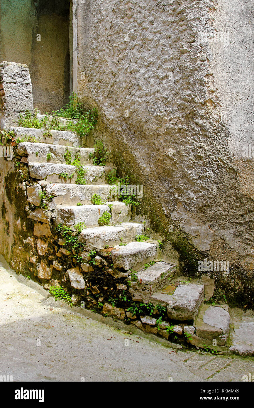 Old stone stairs at abandoned derelict house Stock Photo - Alamy