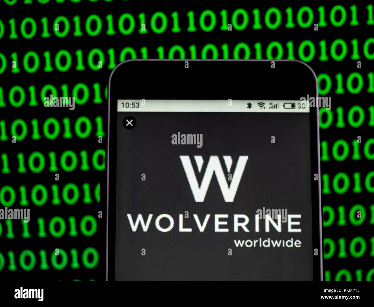 Wolverine World Wide Footwear manufacturing company logo seen displayed ...