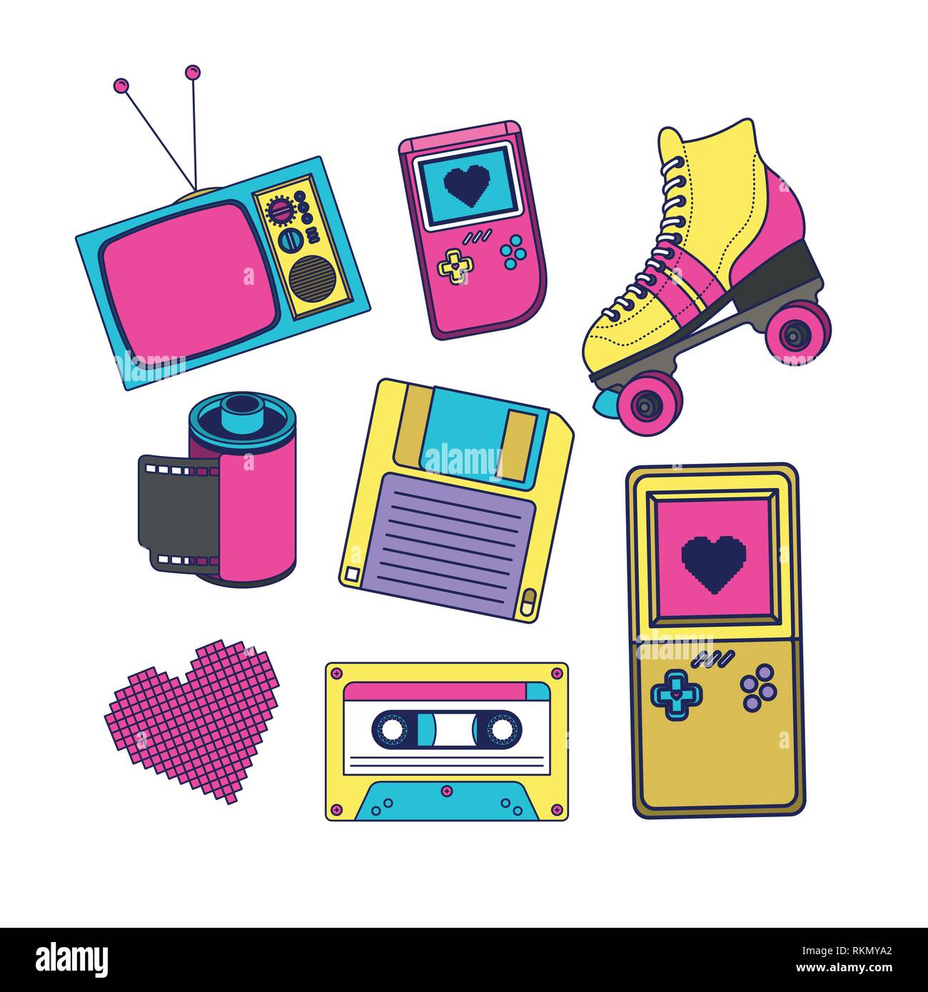 90s decade set icons Stock Vector Image & Art - Alamy