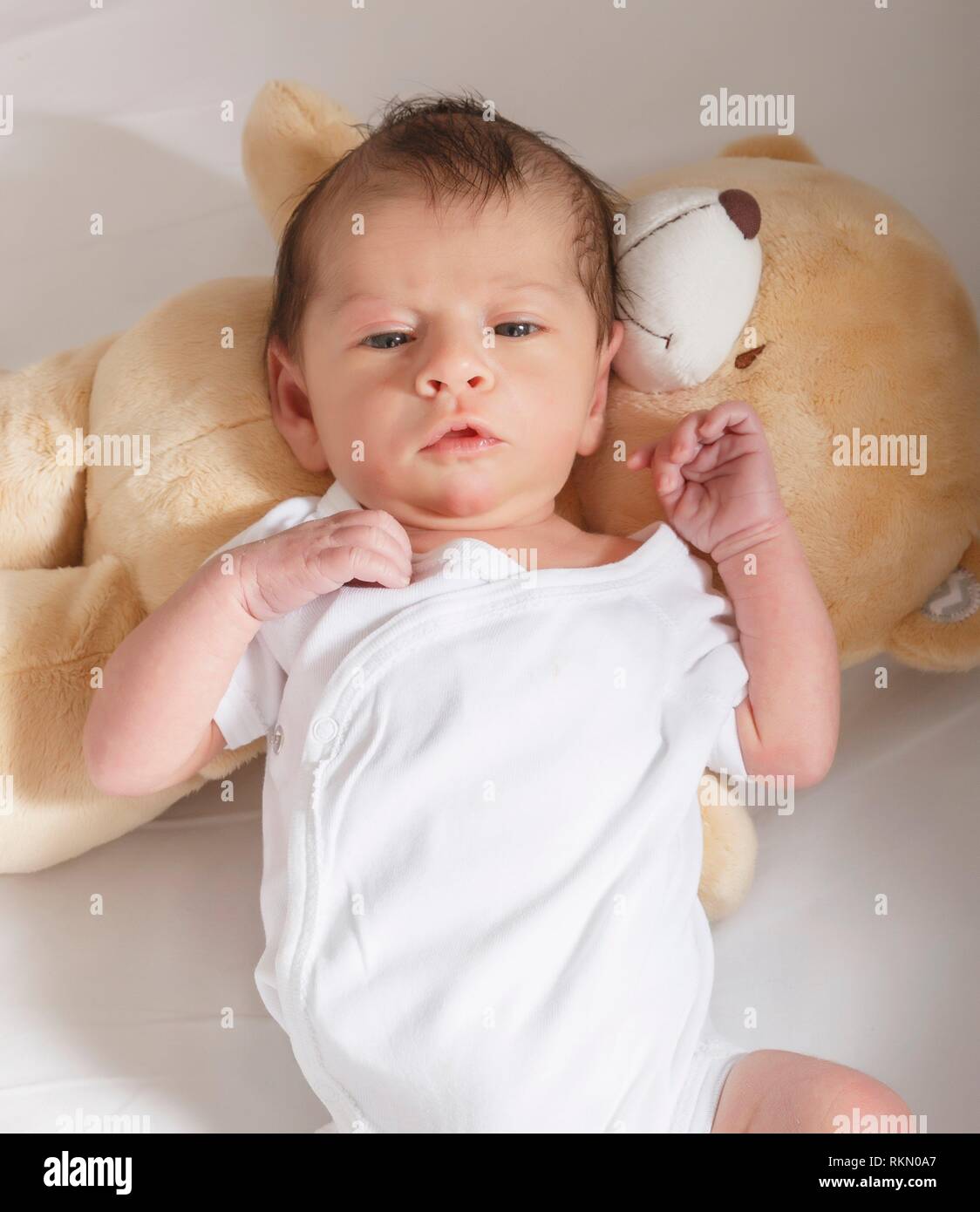 Baby with teddy bear hi-res stock photography and images - Alamy