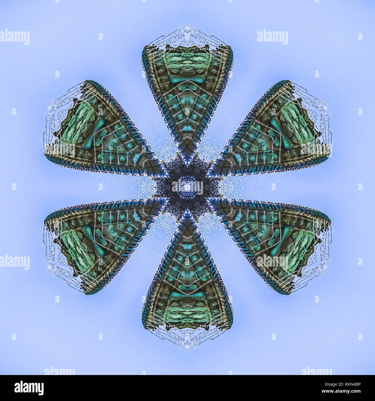 Angular fountain made into shape with water drips. Geometric ...