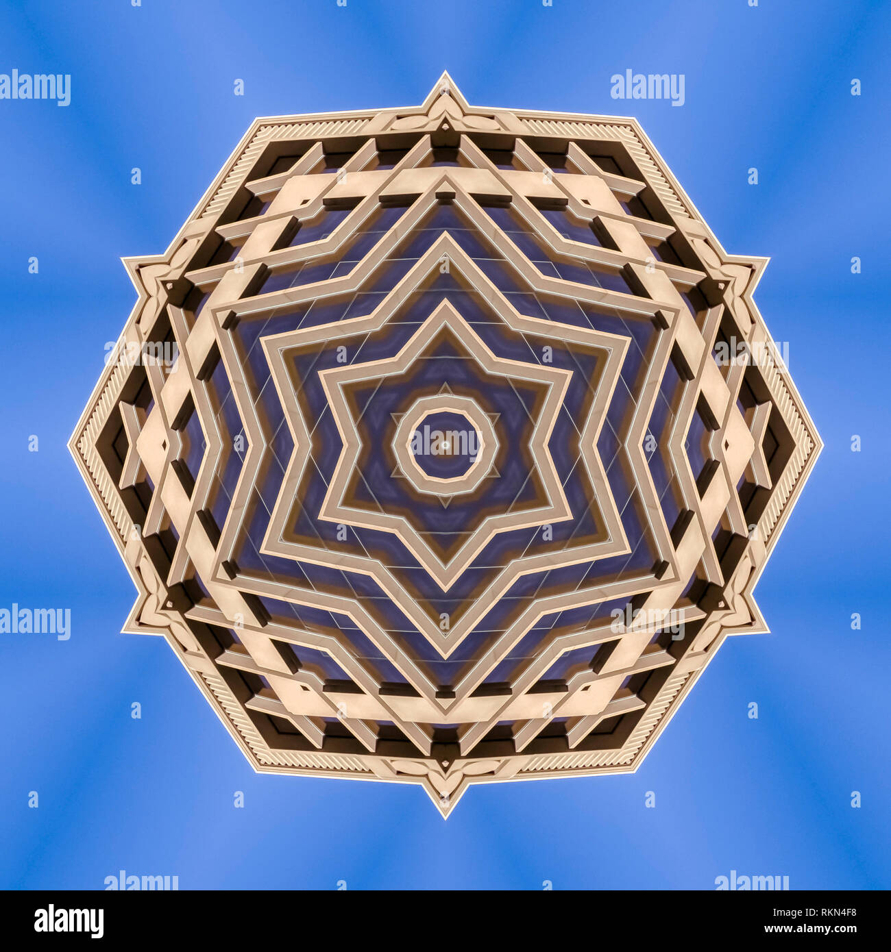 Angular shapes made from a downtown building. Geometric kaleidoscope ...