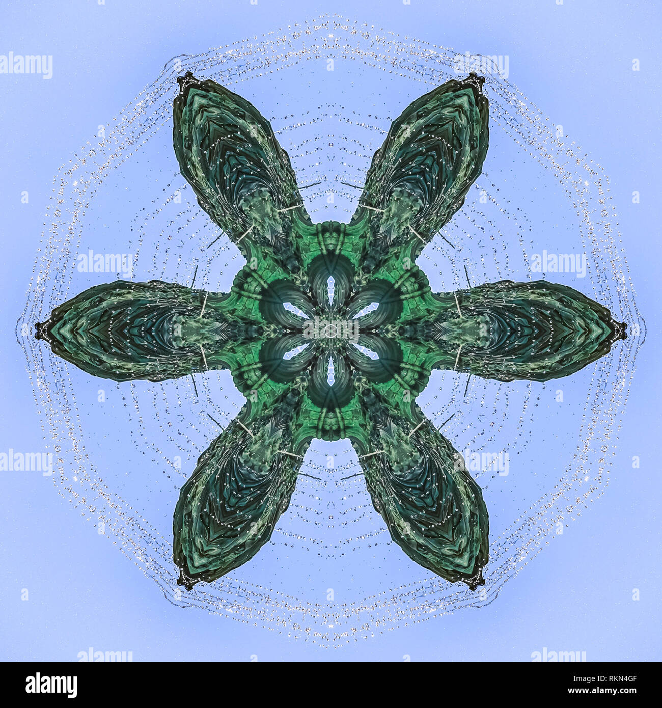 Angular star made from a copper water fountain water. Geometric ...