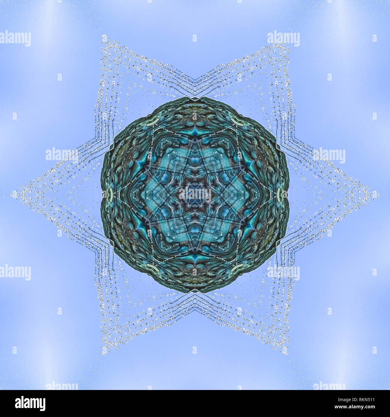Circle with angular water shapes of fountain. Geometric kaleidoscope ...