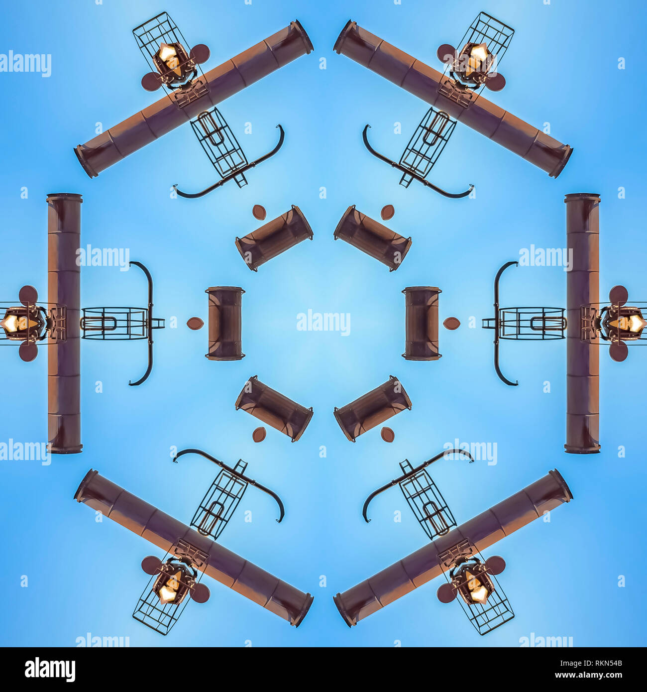 Circular metal design from an abstract photo. Geometric kaleidoscope ...