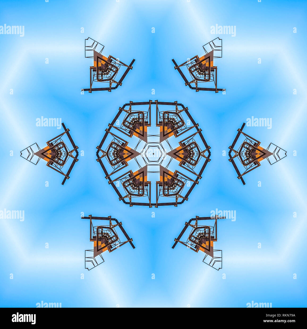 Metal grids made from industrial photography sky. Geometric ...
