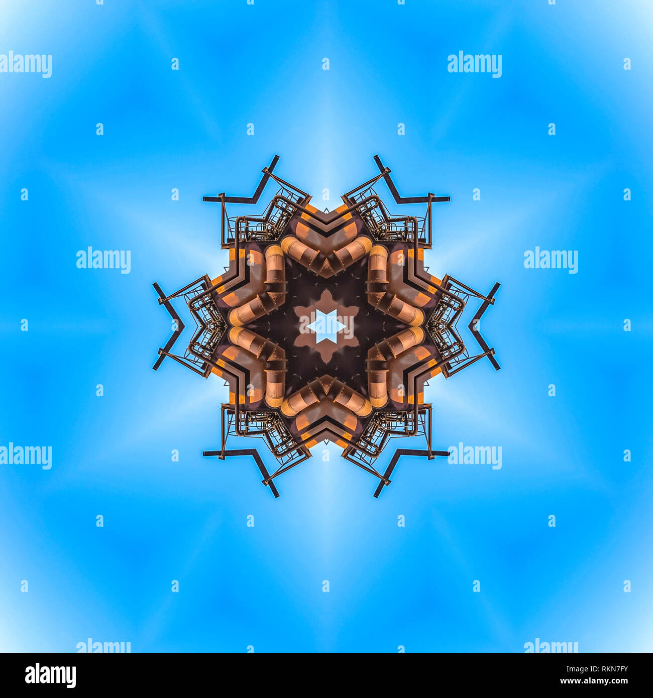 Metallic barrel shapes made from industrial photo. Geometric ...