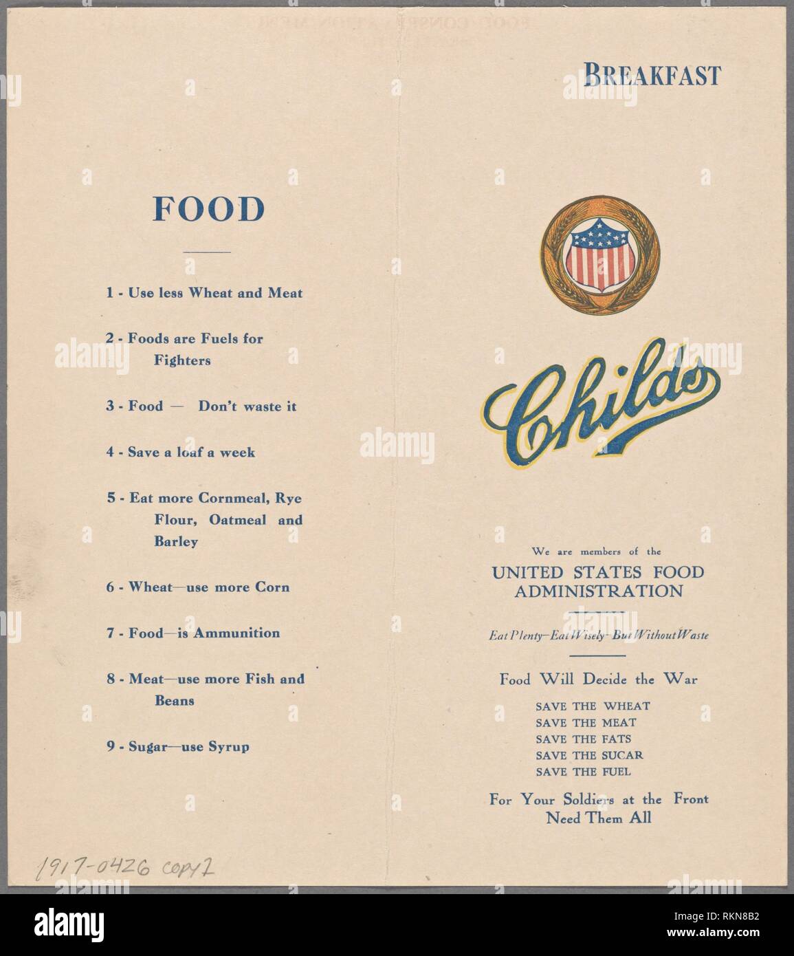 Buttolph collection of menus hi-res stock photography and images - Alamy
