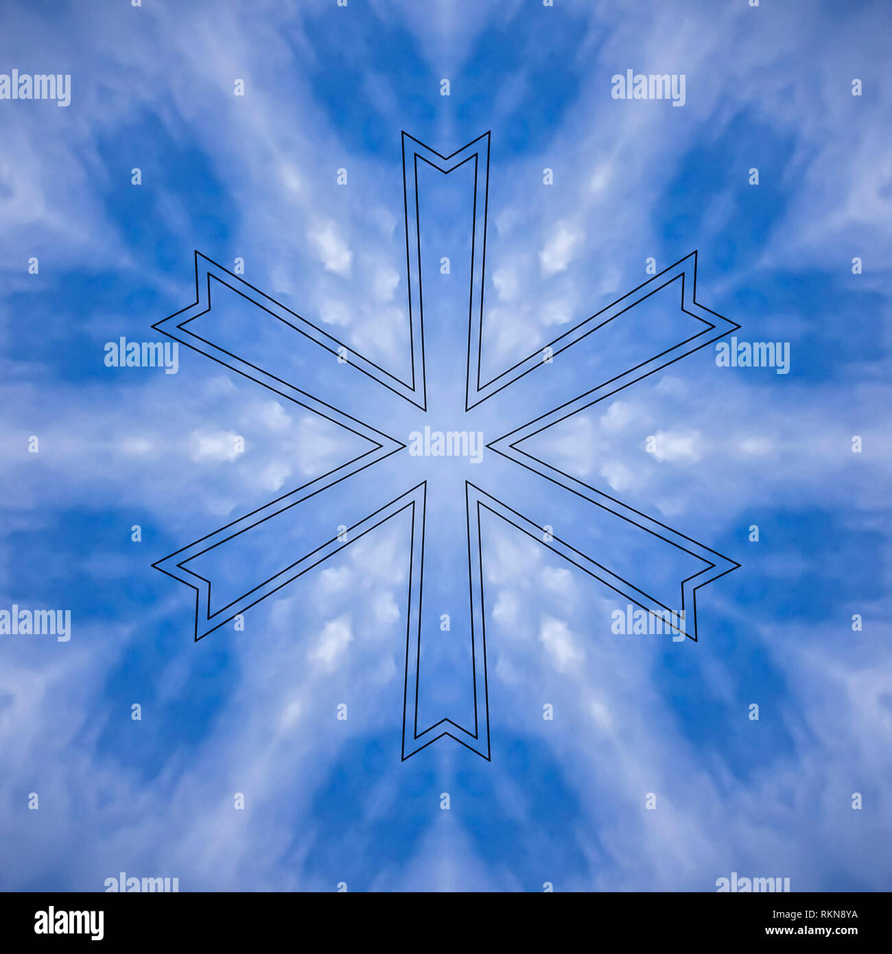 Snowflake looking shape made from mirrored images Stock Photo - Alamy