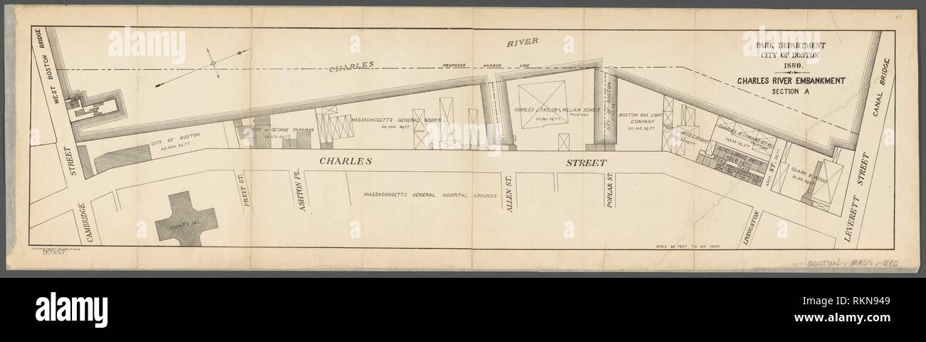 Map of boston 1880 hi-res stock photography and images - Alamy