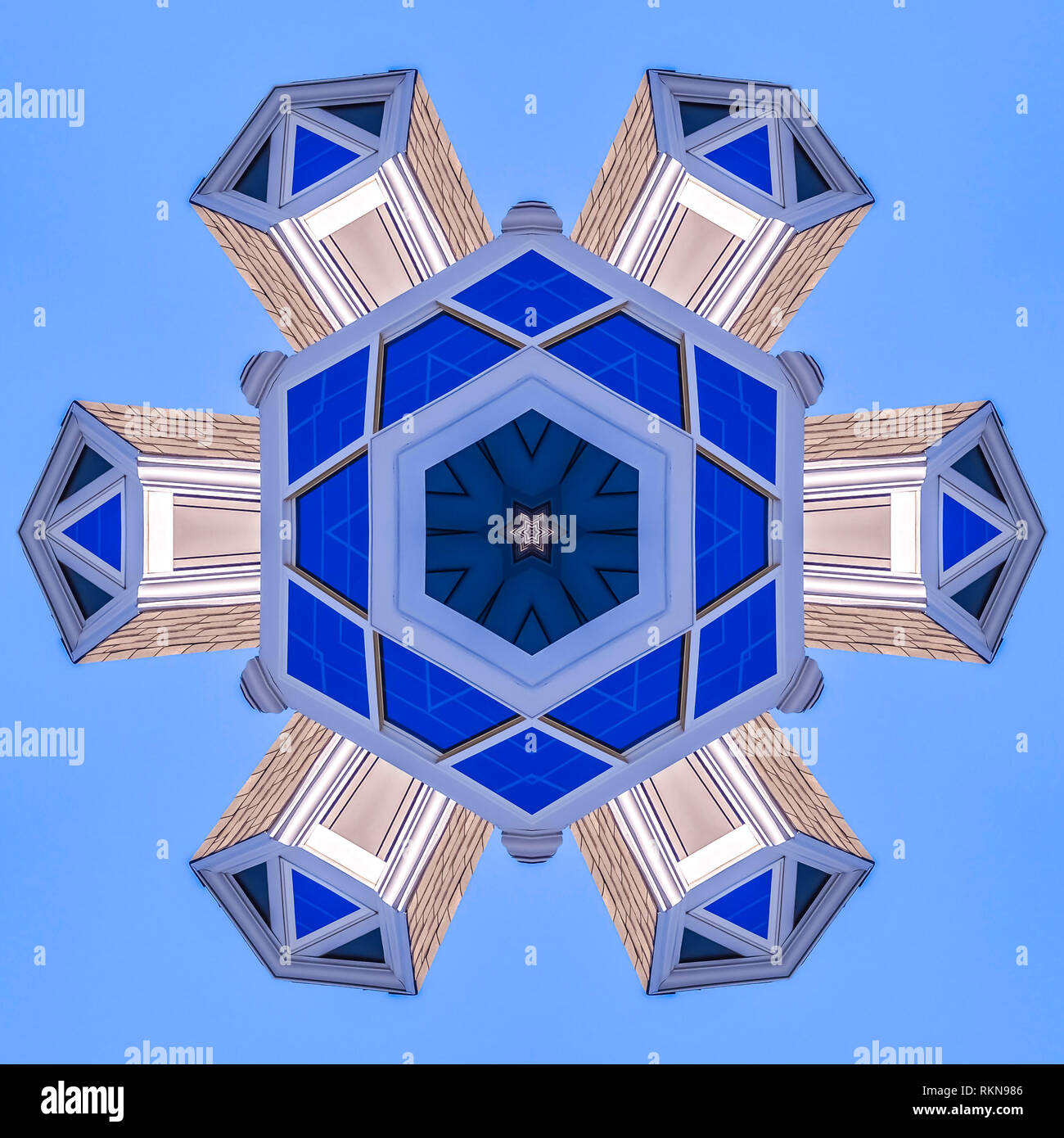 Upper level of shapes of roof and windows of home Stock Photo - Alamy