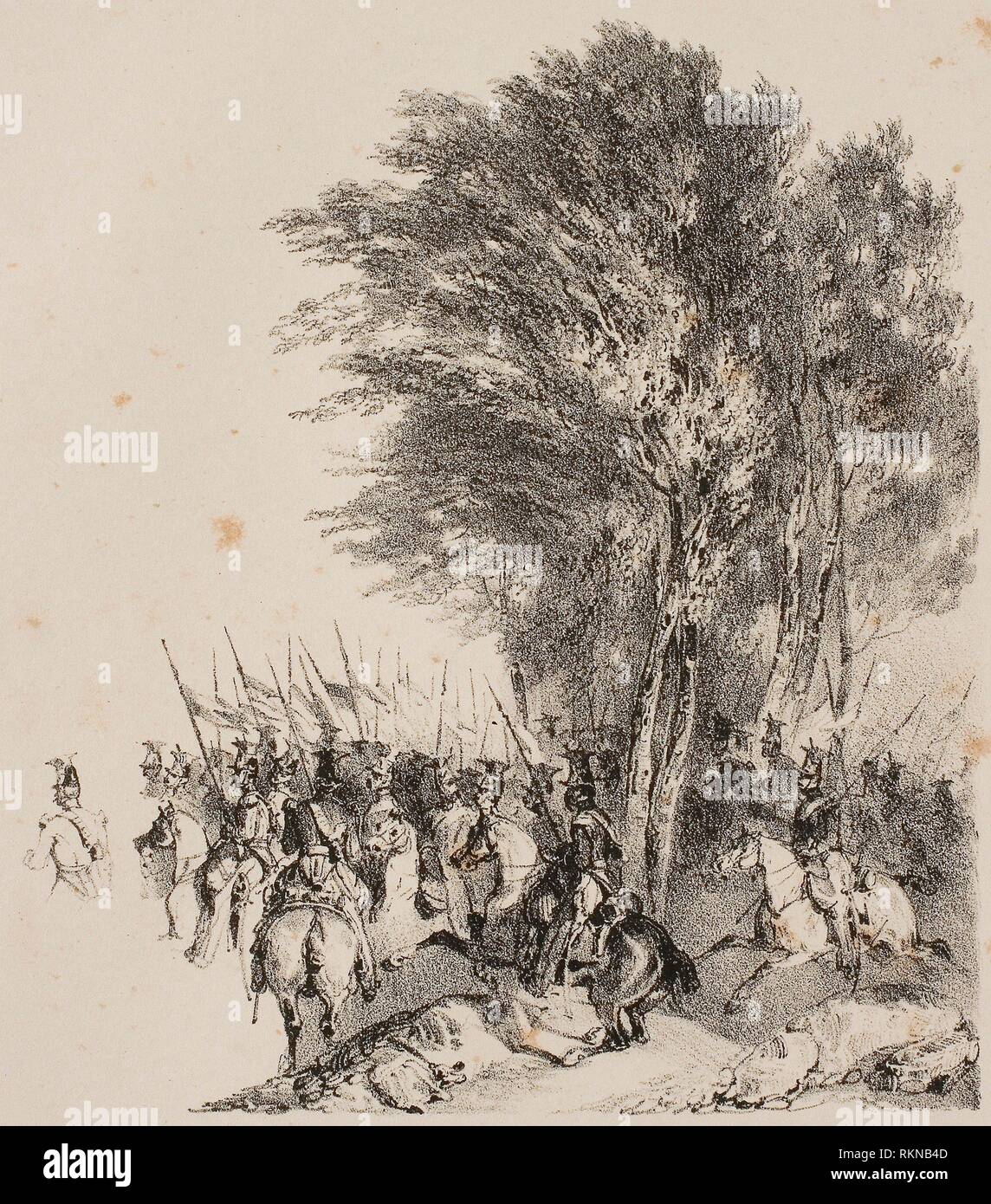 19th century lithograph of french lancers hi-res stock photography and ...