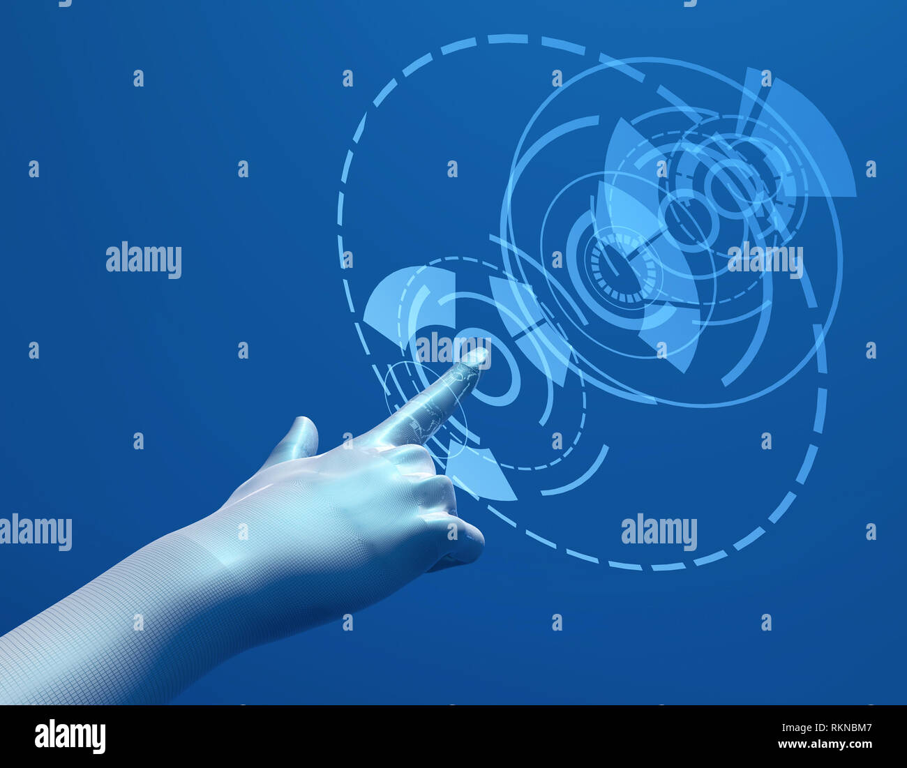 Smart finger and technology icon, network data transmission Stock Photo ...