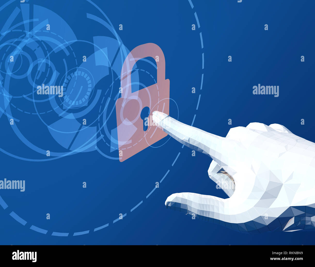 Smart finger and lock icon, network data transmission security Stock ...