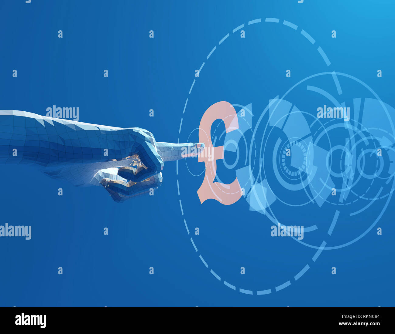 Smart Finger and Sterling, Internet Fintech Stock Photo - Alamy