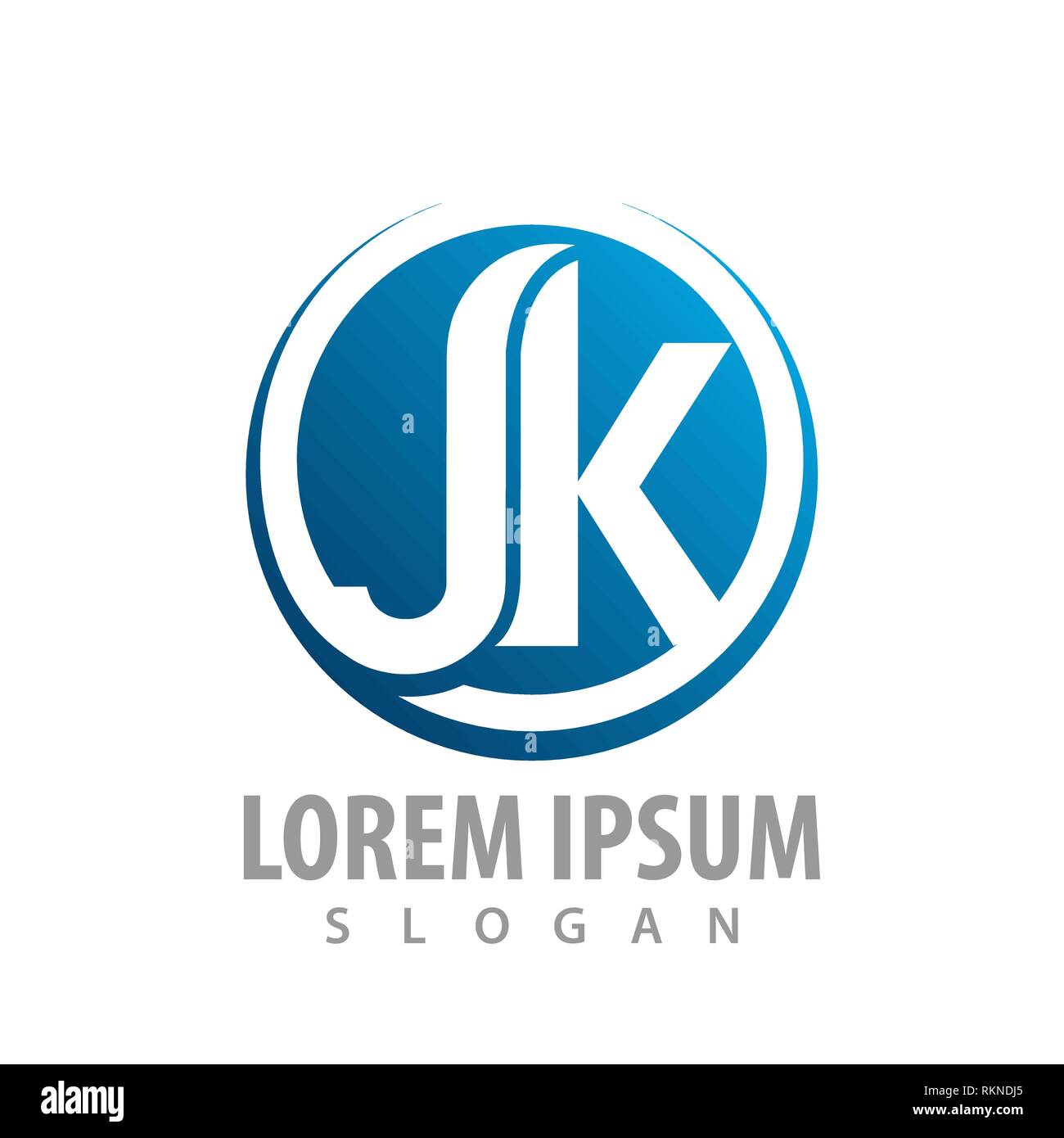 Circle initial letter JK blue logo concept design. Symbol graphic ...