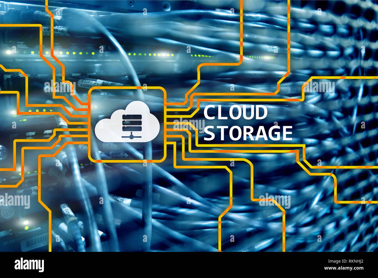Cloud data storage concept on server room background Stock Photo - Alamy