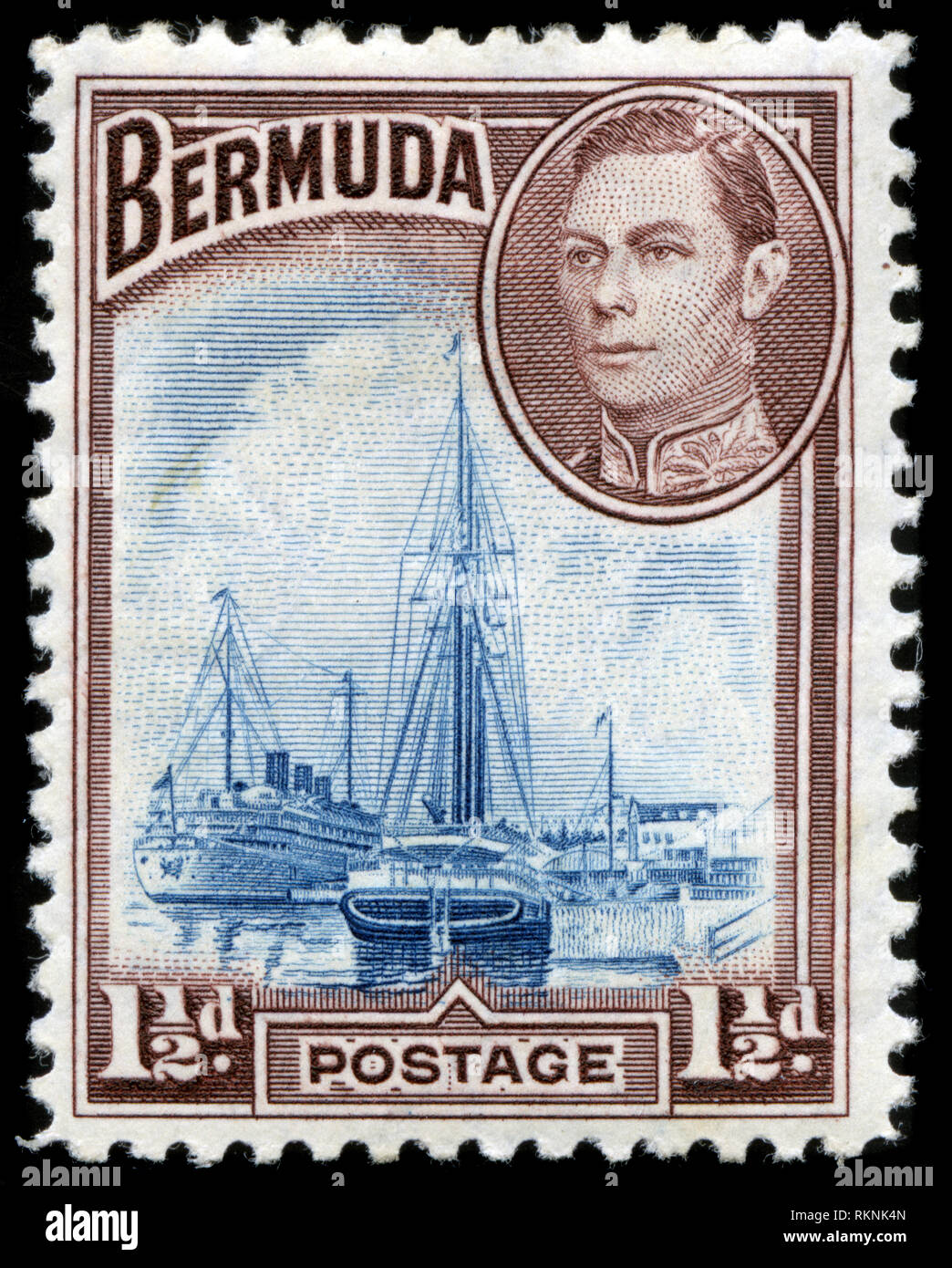 Postage stamp from Bermuda in the Definitives series issued in 1945 ...