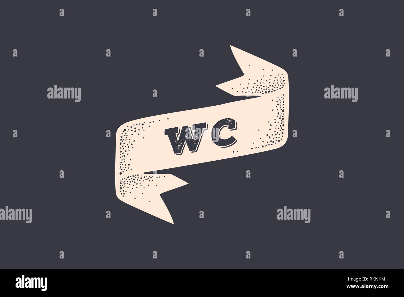 Ribbon WC. Old school ribbon banner with text wc Stock Vector Image ...