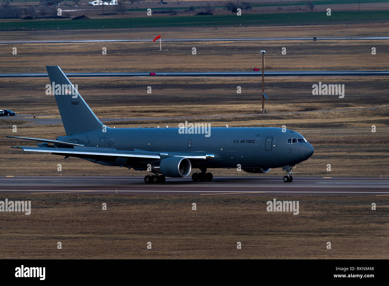 A KC-46 Pegasus taxis on a runway of the 97th Air Mobility Wing for the ...