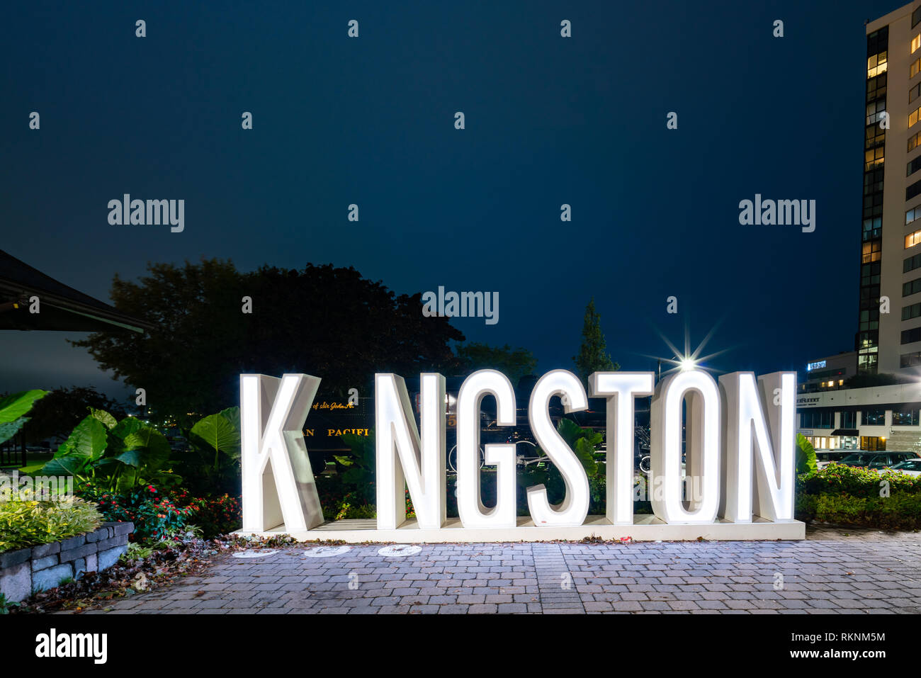 Night view of the Kingston sign at Ontario, Canada Stock Photo - Alamy