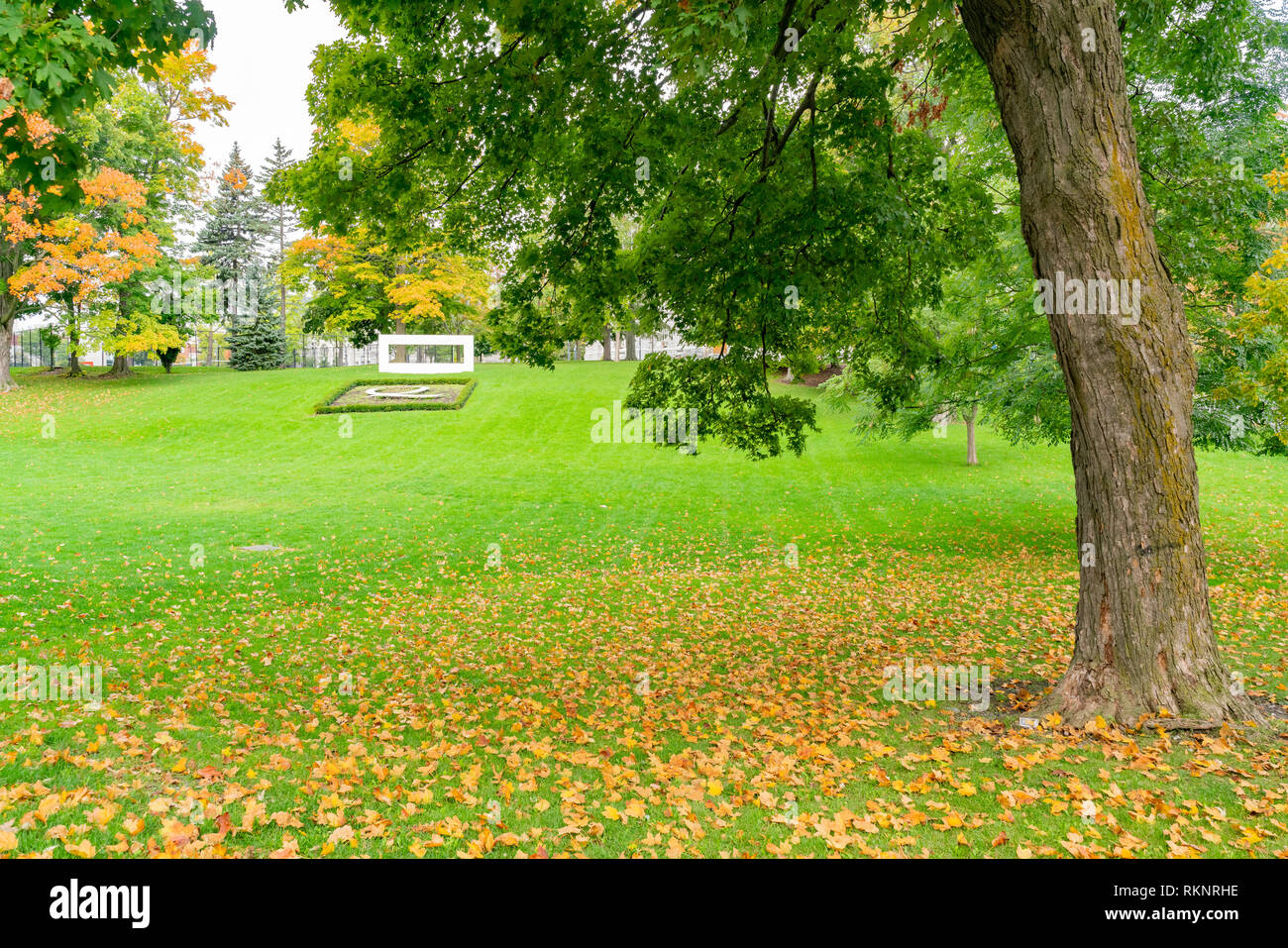 Fall color of the Queen's University and it's logo at Kingston, Canada ...