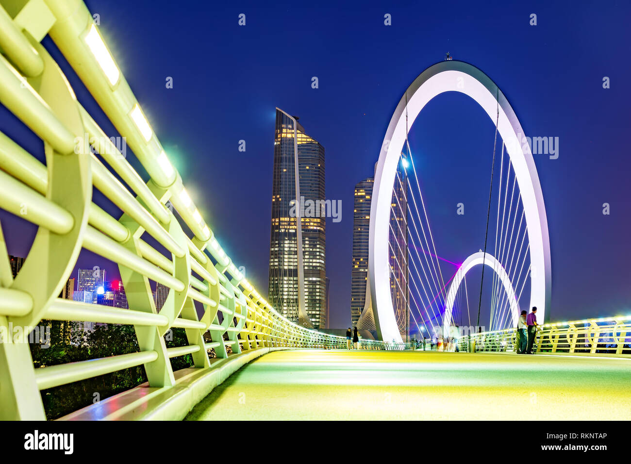 China Nanjing city skyline and modern buildings, night landscape Stock ...