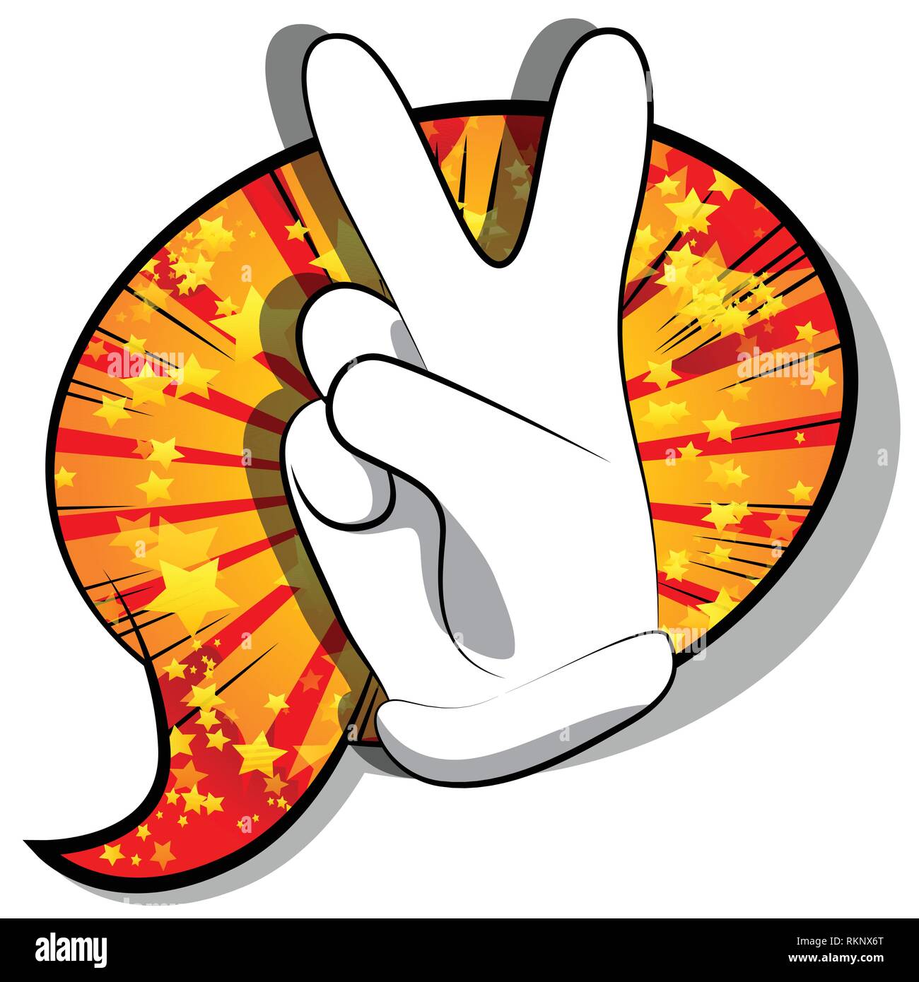 Vector cartoon hand showing the V sign. Illustrated hand sign on comic ...