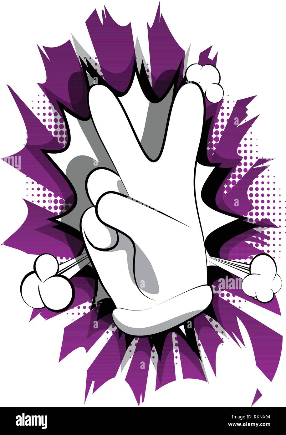 Vector cartoon hand showing the V sign. Illustrated hand sign on comic ...